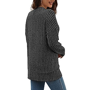 Beimuc Womens Sweaters Lightweight Long Sleeve Shirts V Neck Tunic Tops to Wear with Leggings Fall Fashion 2025 Dressy Casual Dark Gary M