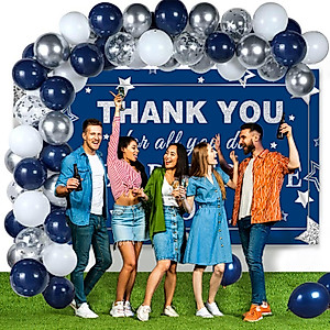 We Appreciate You Decorations Blue Silver Thank You Banner with Balloons Arch Kit We Appreciate You Backdrop for Employee Staff Teacher Doctors Nurse Poaster Volunteer Appreciation Week Party Decor