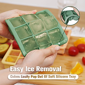 haakaa Baby Food and Breast Milk Freezer Tray, Silicone Freezer Tray with Lid, Baby Food Storage Container, Perfect for Homemade Baby Food, Vegetable & Fruit Purees, 9 x 1.2 oz, Pea Green