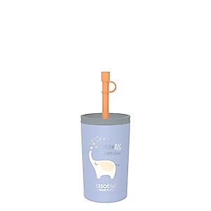 asobu Stainless Steel Kids Tumbler with Flexible Straw Lid | Insulated Water Bottle | Reusable Travel Cup 12 Ounce (Blue)