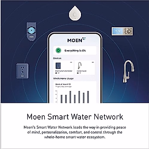 Moen Moen Smart Sump Pump Monitor, Wi-Fi Connectable Water Alarm Sensor for Basement Sump Pump, S2000ESUSA