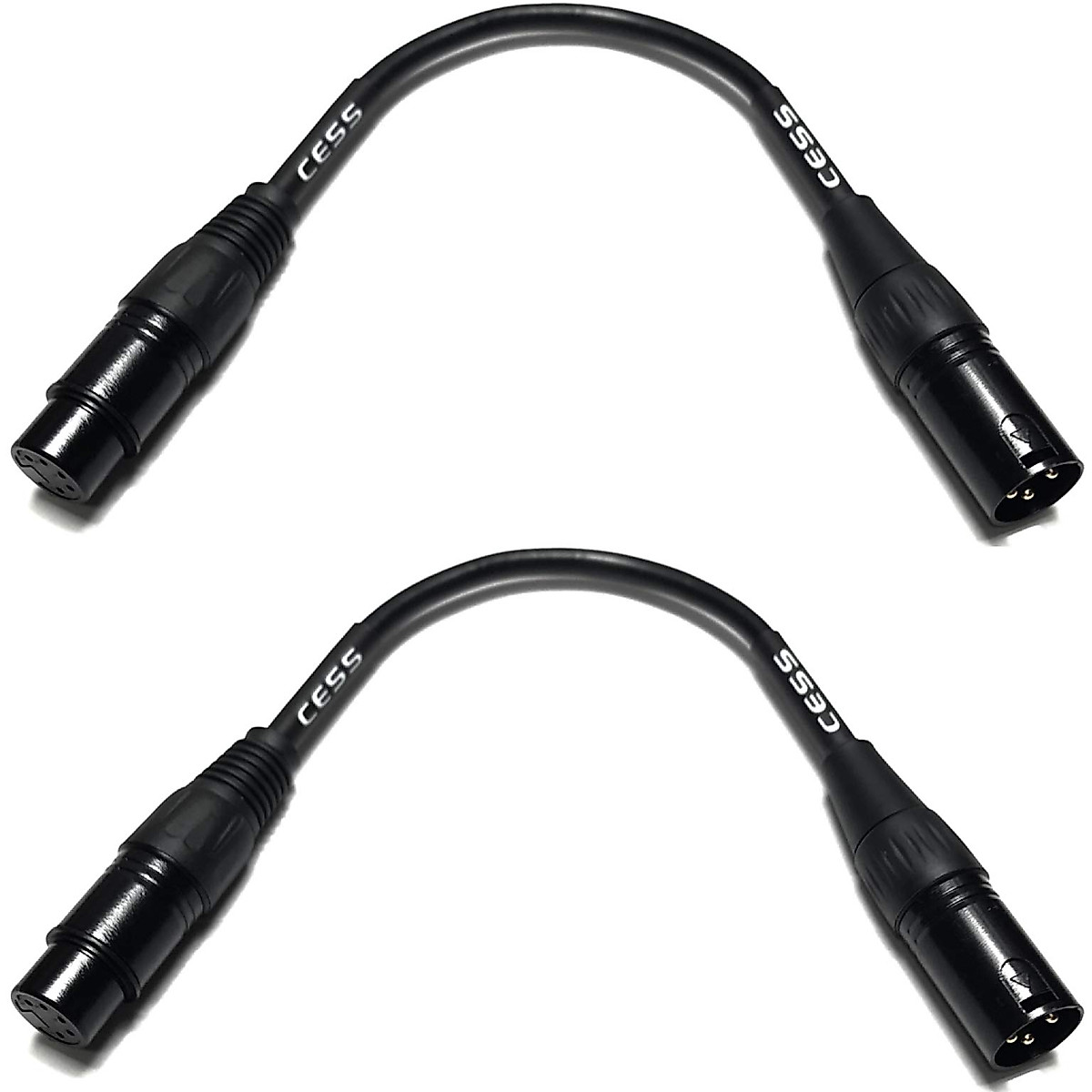 CESS-008 XLR3M to XLR5F DMX512 Adapter Cable - 3 Pin Male XLR to 5 Pin Female XLR DMX Turnaround, 6 Inches - 2 Pack