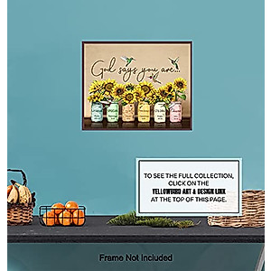 God Says You Are Wall Art - Christian Affirmations - Religious Encouragement Gifts for Women - Inspirational, Psalms, Bible Verses, Scripture Wall Decor - Catholic Gifts - Motivational Positive Quotes