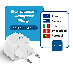 Ceptics European Travel Plug Adapter (Type C), Universal to European EU, Power Charge your Electronics in Italy, Greece, Germany, Outlet Adaptor 3 Pack