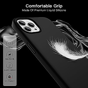 MOZOTER [6 in 1 Magnetic Silicone Case,[12 FT Shockproof Compatible with Magsafe][2 Pcs Glass Screen Protector+Camera Lens Protector] [Heavy Duty], Silicone Black, For iPhone 14 Pro Max-6.7''