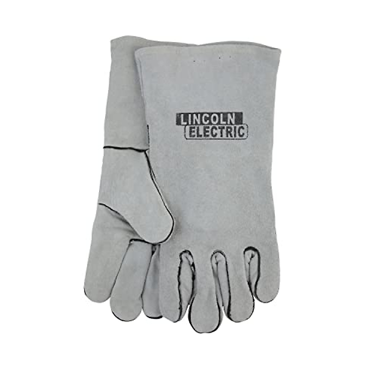 Lincoln Electric Leather Welding Gloves KH641, Premium Hand Protection from Welder and Cutting Torch Heat, Commercial Quality, Cotton Lined, Gauntlet Cuff, Unisex, Grey, One Size