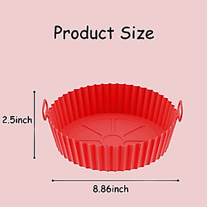 Air Fryer Liners Reusable-8 Inch Air Fryer Silicone Pot，Silicone Air Fryer Basket,Easy to Clean Round Tray for 3.6 To 6.8QT for Air fryer Oven Accessories（Gray+Red)