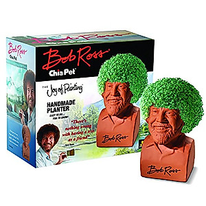 Chia Pet Bob Ross with Seed Pack, Decorative Pottery Planter, Easy to Do and Fun to Grow, Novelty Gift, Perfect for Any Occasion