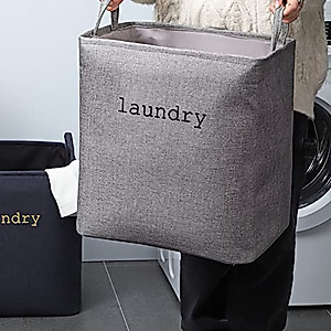 AOKID Laundry Bag with Handle Large Capacity Collapsible Laundry Baskets Saving Space Dirty Clothes Hamper for Bedroom Living Room Dorm Grey L 2#