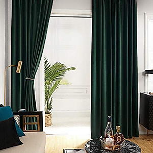 MYRU 1 Pair Nordic Velvet Curtains Dark Green Luxury Blackout Curtains for Bedroom and Living Room (2 X 54 by 96 Inch,Dark Green)