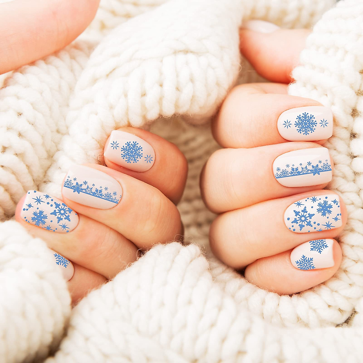 Whaline 6Pcs Snowflake Nail Art Plates Circular Rectangular Winter Stamping Plates Christmas Stamp Templates Stamping Kit for DIY Print Manicure Salon Design Xmas Gift