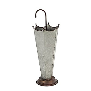 Deco 79 Metal Round Storage Basket with Metal Handle, 10" x 10" x 28", Gray