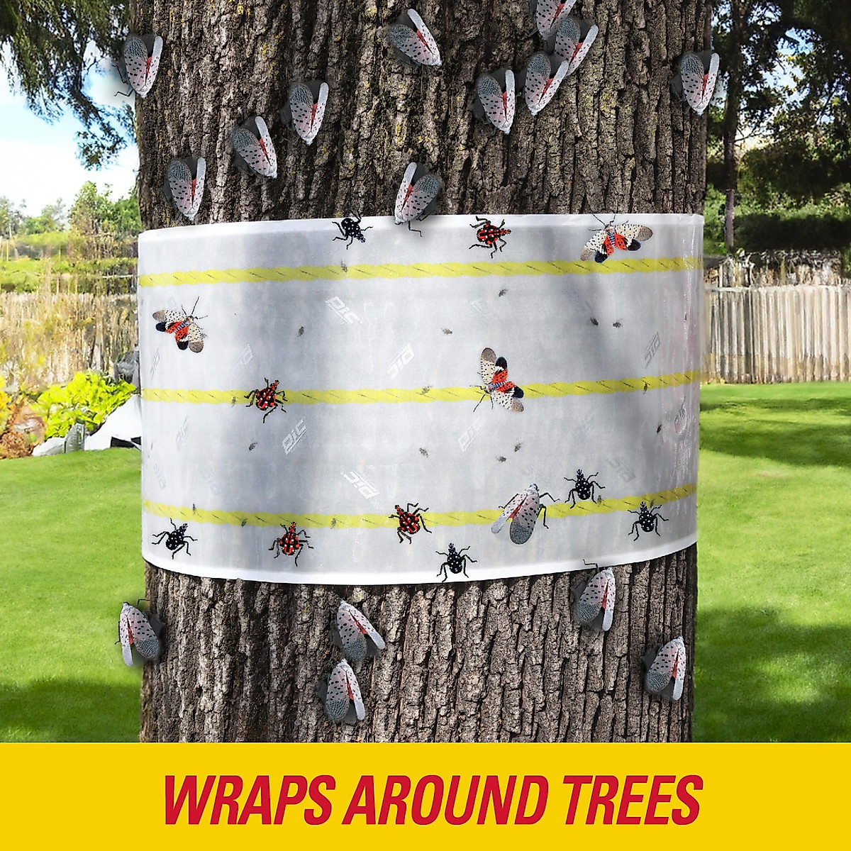 PIC Spotted Lantern Fly Trap, 2 Rolls 20ft Each, Outdoor Adhesive Crawling and Flying Insect Trap, Protect Trees, Pest Control, 2 Pack