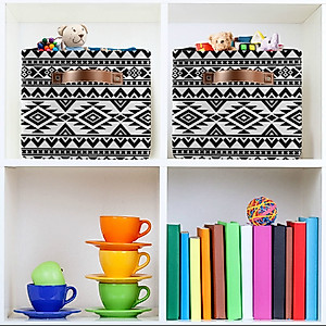 TropicalLife Storage Basket Aztec, Large Collapsible Ethnic Zigzag Storage Cube Bin Kids Toys Storage Organizer for Closet Shelf Nursery Bedroom Decor