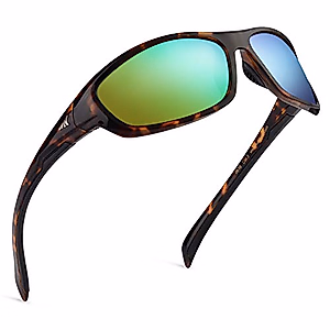 KastKing Hiwassee Polarized Sport Sunglasses for Men and Women, Gloss Demi Frame,Brown Chartreuse Mirror