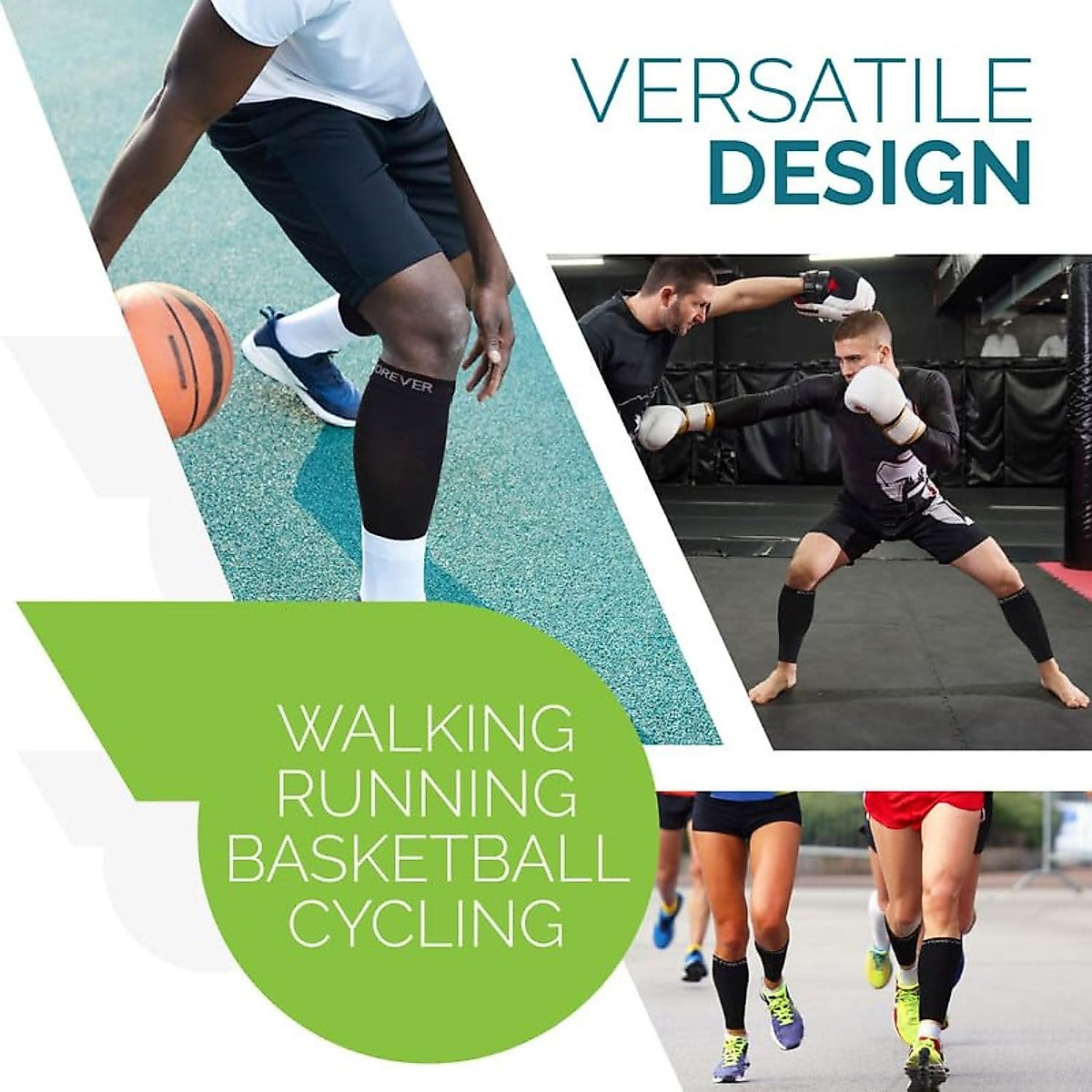 Calf Compression Sleeves for Men and Women - Footless Compression Socks for Runners, Shin Splints, Varicose Vein and Calf Pain Relief - Leg Brace for Running, Cycling, Travel - Medium, Black