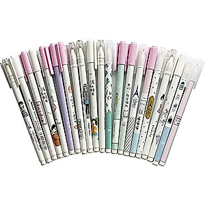 Sencoo 24 pack Gel Ink Rollerball Pens Black Pens Cute Pens for Girl Smooth Writing for Student Model Random