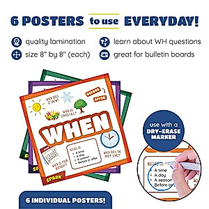 SPARK INNOVATIONS WH Questions Classroom Educational Posters Wall Learning Charts For Toddlers, Laminated Teaching Poster for Homeschool, Kindergarten, Nursery, Preschool, Playroom Childrens Wall Art