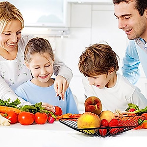 Teetookea Small Metal Wire Fruit Bowl, Rounded Square Fruit Basket, Minimalism Fruit Stand Serving Bowls for Kitchen Counter, Countertop, Home Decor, Table Decorative Hold Veggies, Bread, Snacks-Black