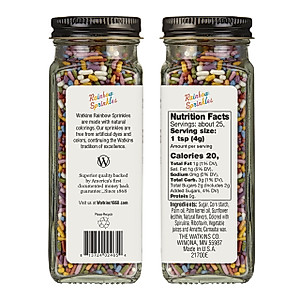 Watkins Rainbow Decorating Sprinkles, No Artificial Dyes, Kosher, 3.4 Ounce Jar, 1-Pack