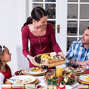 MH Zone Bamboo Cheese Board Set Charcuterie Board Cheese Plate Cheese Tray with Integrated Drawer, 4 Stainless Steel Knife and 4 Fork, for Family, Friend or Lover