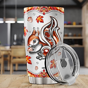 CUBICER Personalized Coffee Tumbler Squirrel Jewelry Style Custom Name Birthday Gifts For Women Girls Mom Teens Kids Insulated Cup Travel Mug With Lid Cute Stainless Steel Cups
