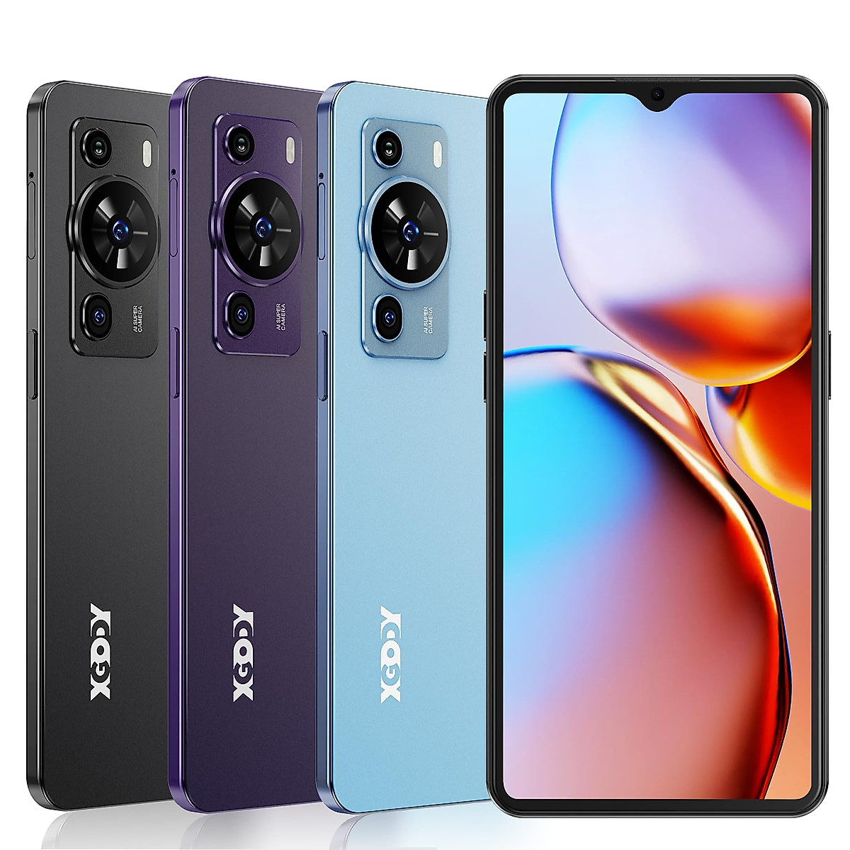 Xgody Mate50 3GB+32GB Octa-Core 4G Unlocked Phones, 6.56'’ Incell Screen Dual Sim Unlocked Cell Phones, 4500mAh Battery, Face Unlock, Camera 5MP+18MP Android Smartphones (Blue)