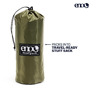 ENO HouseFly Rain Tarp - Lightweight Waterproof Tarp with Stowable Doors - for Camping, Hiking, Backpacking, Travel, a Festival, or The Beach - Lichen