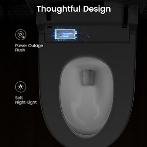 SOTOMO Smart Toilet With Built-in Bidet, Elongated Bidet Toilet, Instant Warm Water Wash, Auto Flush, Auto Open/Close, Heated Seat, Dryer, Night-Light, and Flush Capability During a Blackout - YA80