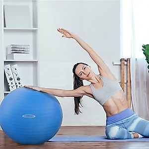 Signature Fitness Anti-Burst and Slip Resistant Exercise Ball Yoga Ball Fitness Ball Birthing Ball with Quick Pump, 2,000-Pound Capacity, Blue, 26-inch, L