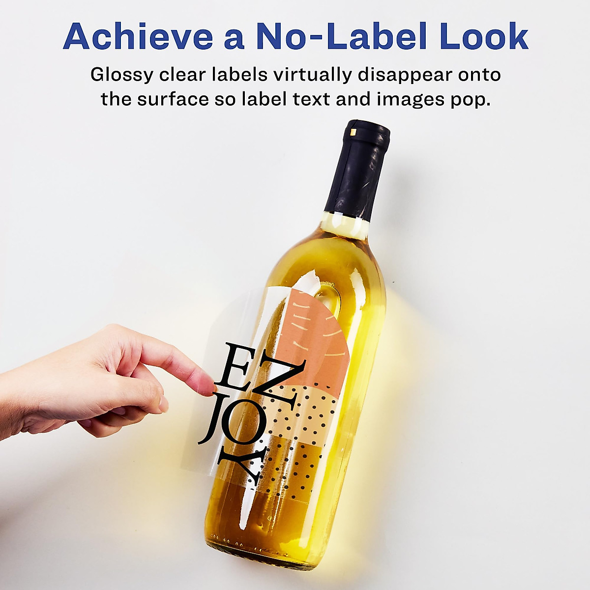 Avery Glossy Clear Arched Labels with Sure Feed, 4.75" x 3.5", 100 Glossy Clear Labels, Print-to-The-Edge, Laser/Inkjet Printable Labels