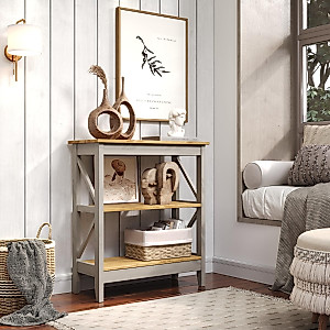 Furniture Dash Wood Shelf Unit 3 Tier Corona Gray