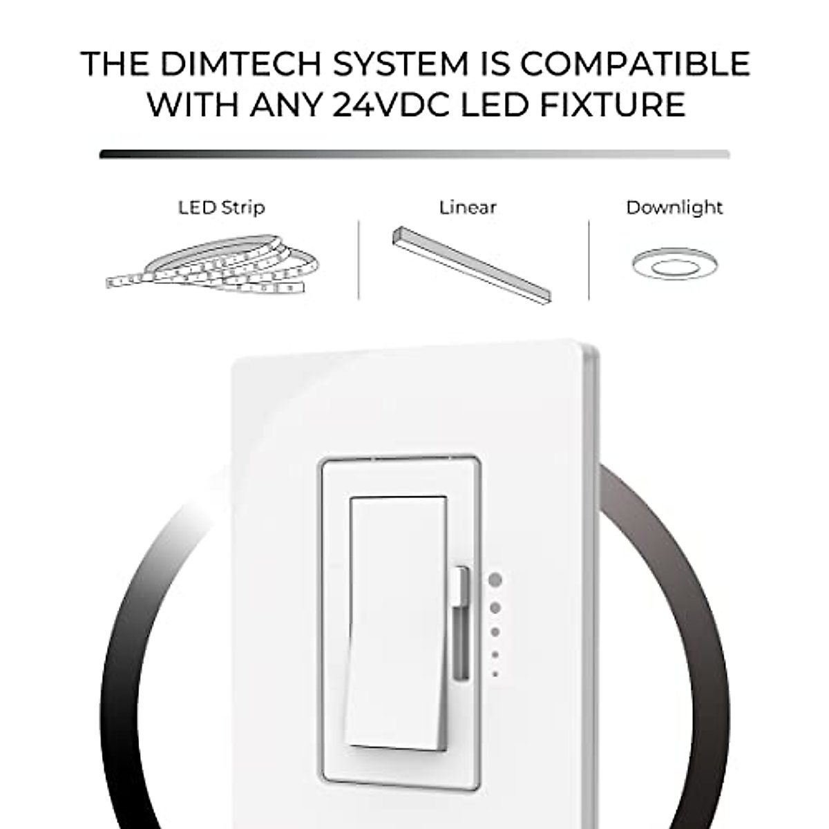 HitLights DimTech Smart Dimmer Switch for LED Lights, Controls DriveTech LED Dimmable Drivers Wirelessly, Works with Alexa and Google Home, Neutral Wire Required, Loads 700W, White Faceplate Included