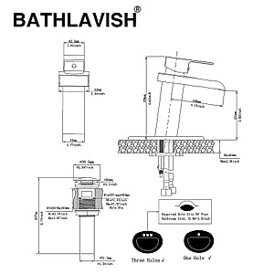 BATHLAVISH Black and Gold Bathroom Sink Faucet Waterfall Modern Single Hole Single Handle Lavatory Vanity Sink with Pop Up Drain with Overflow