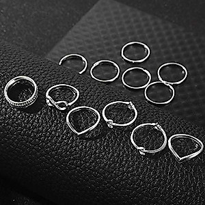 HUJUON 27-34PCS Knuckle Rings Set for Women Stackable Finger Ring Sets Vintage Joint Midi Rings Gold/Silver Star Moon Stacking Rings (34PCS)