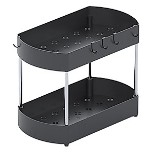 Libcflcc Kitchen Storage Rack Under Sink Organizer Double Layer Modern Multi-Functional Strong Load Bearing Countertop Bathroom Kitchen Cabinet Organizer Holder Multi-Functional Storage Rack Black