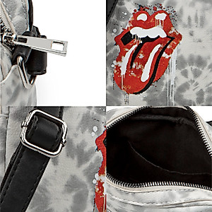 Rolling Stones Majesties Collection Crossbody Bag for Women, Men, Girls, and Teens, Officially Licensed Lightweight Vegan Leather Purse for Travel, Fits Phone, Wallet, and More, Gray