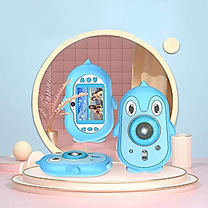 IPS Screen with Silicone Cover Cartoon Children Digital Camera, Children Camera, Portable for Boys Girls(Blue)