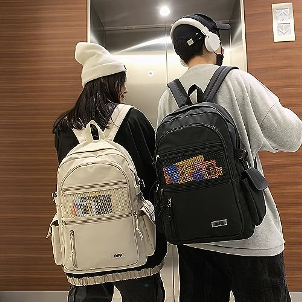 H HIKKER-LINK Water Resistant Laptop Backpack 15.6 inch Causal Daypack for Travel Work White