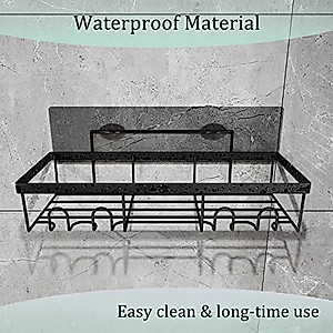 BOROY Shower Caddy Shelf Organizer Rack(2Pack), No Drilling, Self Adhesive Black Bathroom Shelves Basket for Home Wall Shower Inside Organization and Storage