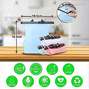 Reusable Silicone Food Storage Dishwasher Safe Food Bags Stand-Up (4 x 33 Oz) Microwave Freezer Bag