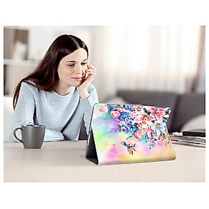 Vimorco Slim Case for ipad 5th/6th Generation 9.7 inch 2017/2018,ipad air 1/2 Case, Shockproof PU Leather Adjustable Stand Cover for Apple ipad 5/6 Gen, Hummingbirds & Flowers