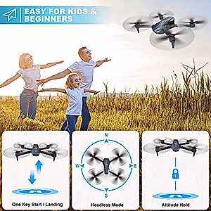 Drone with 1080P Camera for Adults and Kids, Foldable FPV Remote Control Quadcopter with Voice Control, Gestures Selfie, Altitude Hold, One Key Start, 3D Flips, 2 Batteries, Toys Gifts for Boys Girls