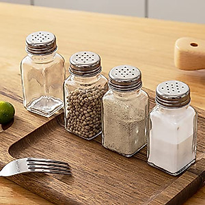 Tebery 30 Pack Glass Salt and Pepper Shaker Set with Stainless Steel Mushroom Top, 2.7oz Spice bottle for Kitchen, Restaurants and Catering, Classic Design