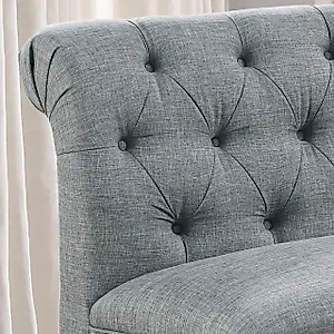Rosevera Avondale Upholstered Tufted Fine Polyester Chair Sofa Bench with Armless Design Easy Assembly for Living Room Bedroom, Grey Loveseat