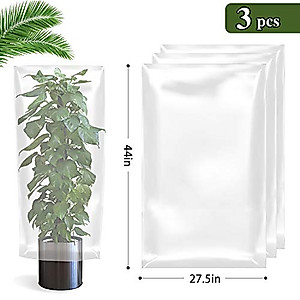 Sirozi 3 Pack Plant Protection Film Cover, 44" x 27.5" Winter Transparent Plant Freeze Protection Bags Outdoors Garden Greenhouse Plant Frost Cover Bags