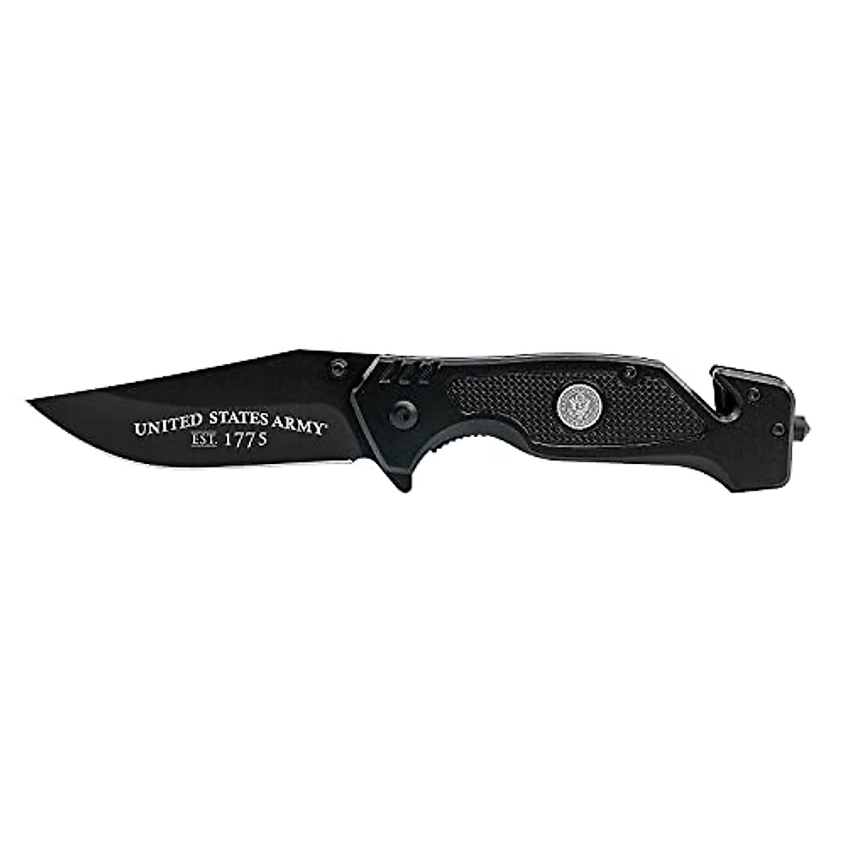 US Army Folding Elite Black Stealth Tactical Knife - Spring Assisted US Army Rescue Knife - Great Gift for the Soldier in your Life