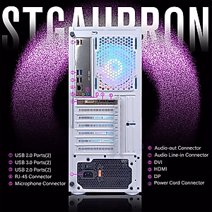 STGAubron Gaming PC Computer Desktop, GeForce GTX 1660 Ti 6G, Intel Core I7 up to 3.9 GHz, 16G RAM, 512G SSD, WiFi, BT 5.0, RGB Fan x 6, RGB BT Sound Bar, Windows 10 Home, White