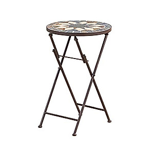 Christopher Knight Home Silvester Outdoor Stone Side Table with Iron Frame, Beige / Black