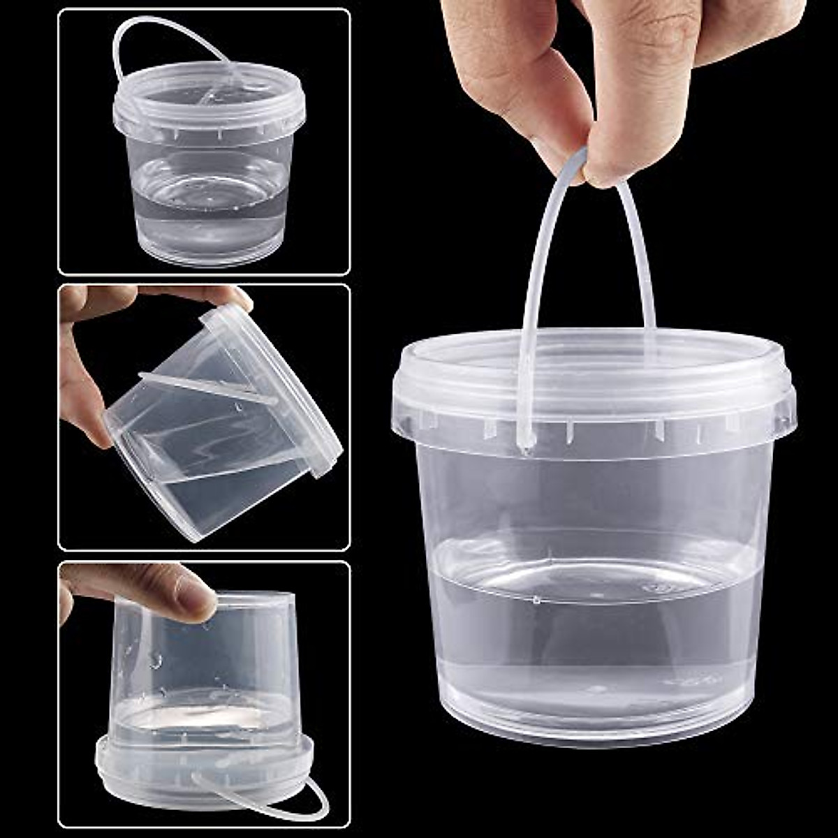15 Pack 8 oz Slime Containers with Lids and Handles,Mini Toy Storage Case